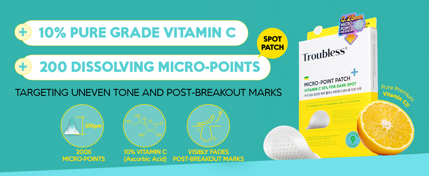 Troubless - Micro-Point Patch Plus Vitamin C 10% For Dark Spot - 9pcs ...